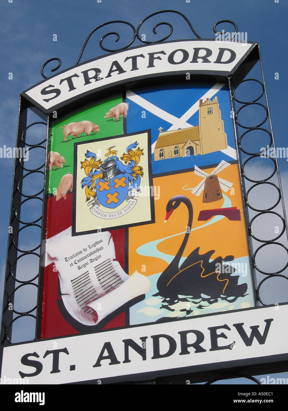 Typical English Village Sign Stratford St Andrew Suffolk England Great ...