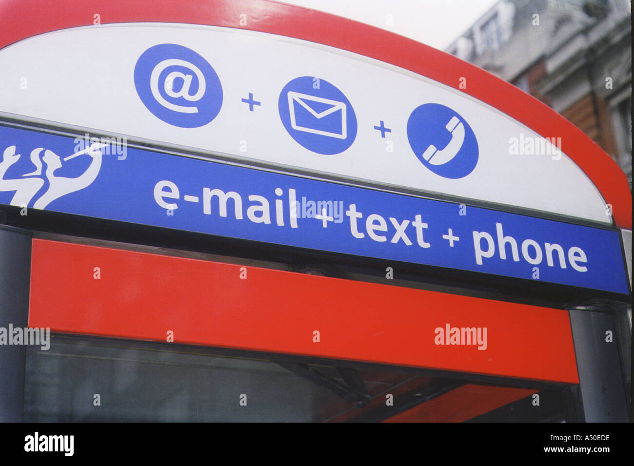 Telephone Kiosk Signs E Mail Text and Phone Stock Photo - Alamy