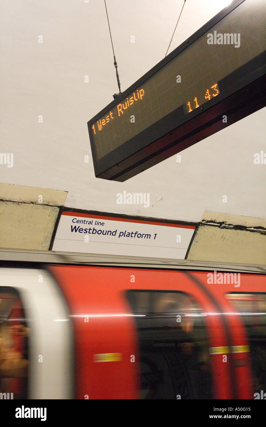 Moving Central Line Tube train London England Stock Photo - Alamy
