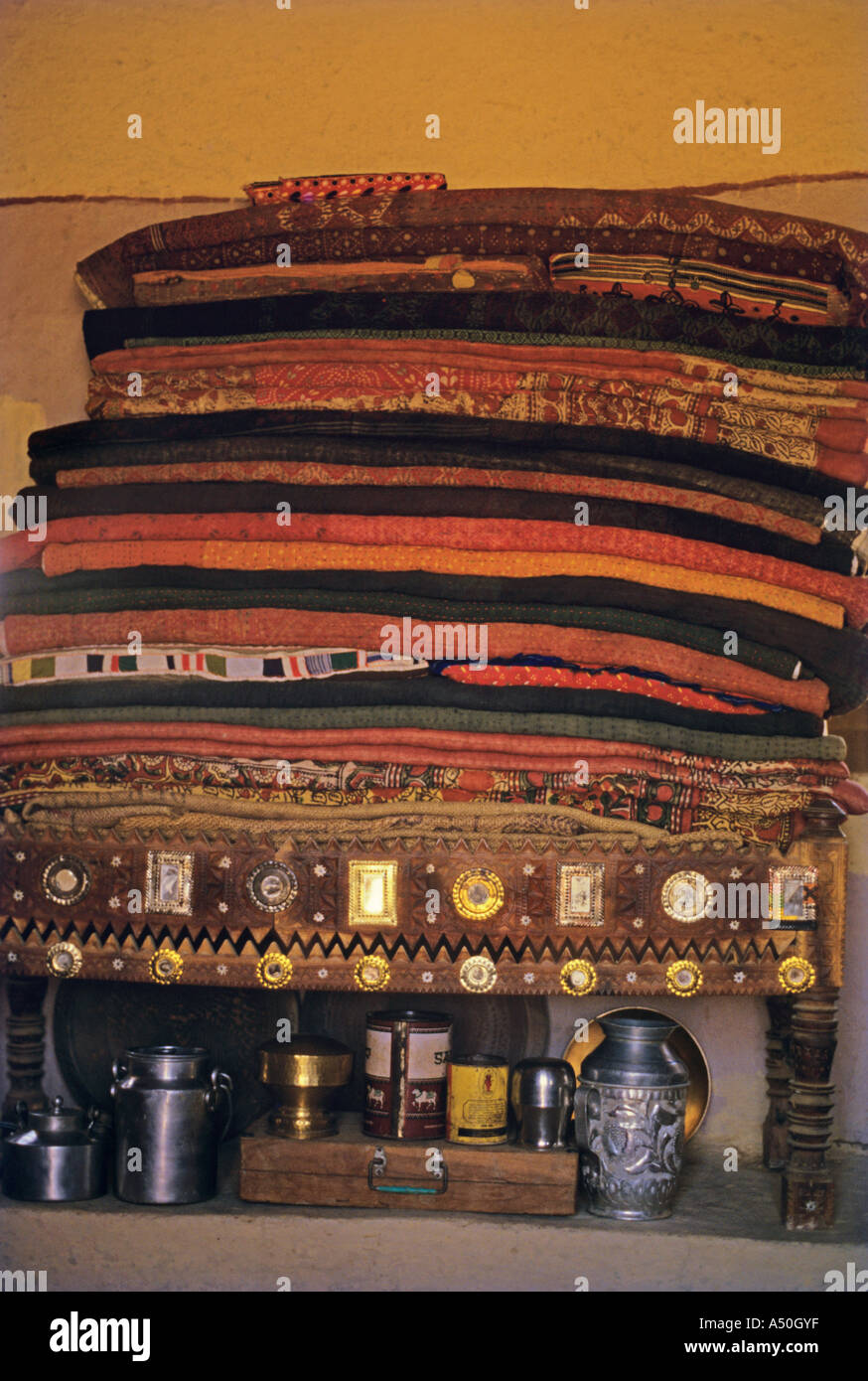 Interiors of a Banni hut Stock Photo - Alamy