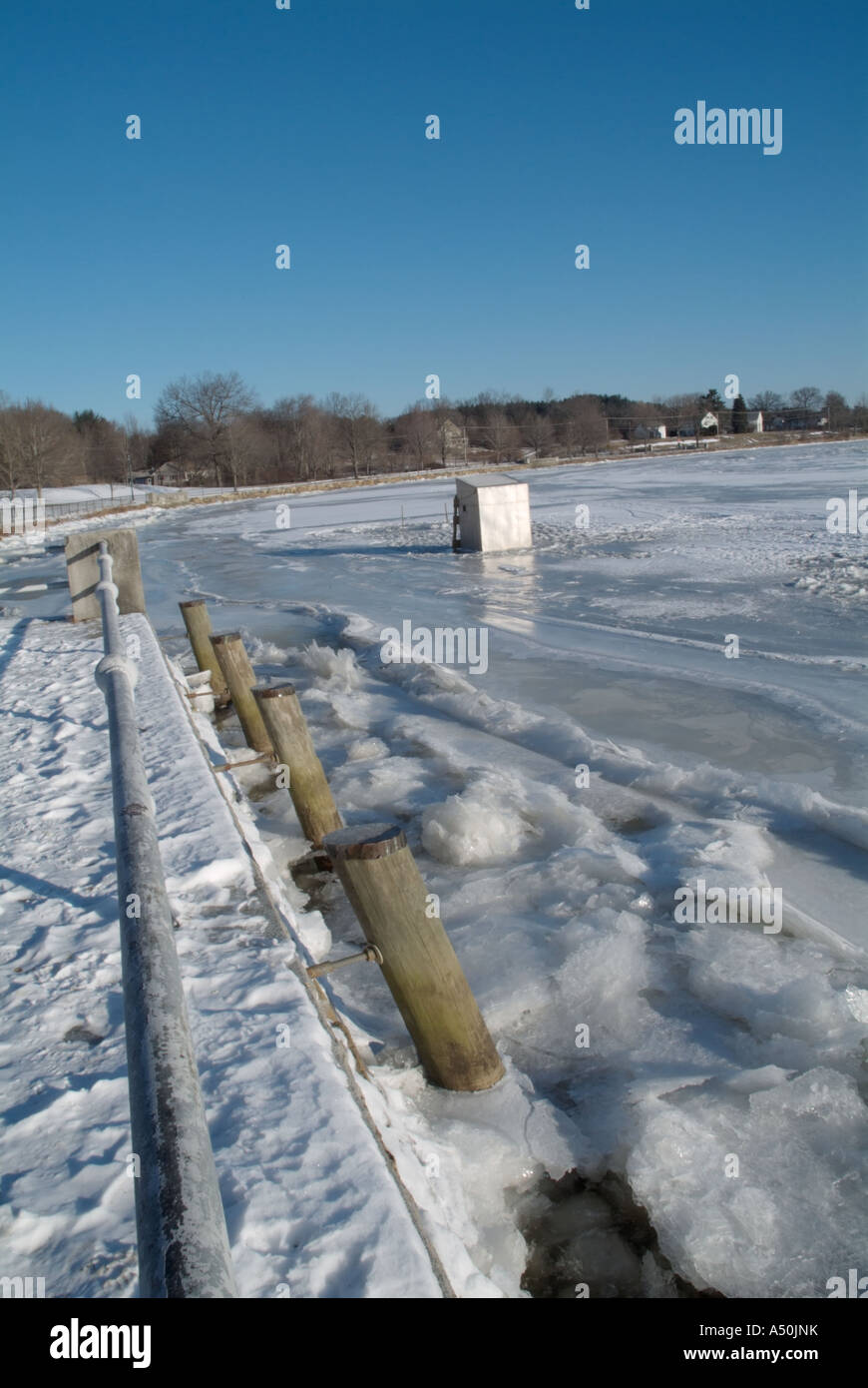 Ice fishing house on the Squamscott River in downtown Exeter New ...