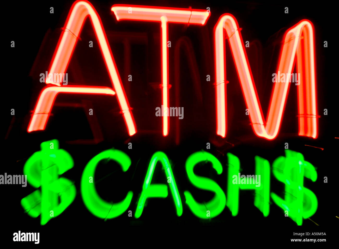 ATM CASH Neon Sign Stock Photo - Alamy