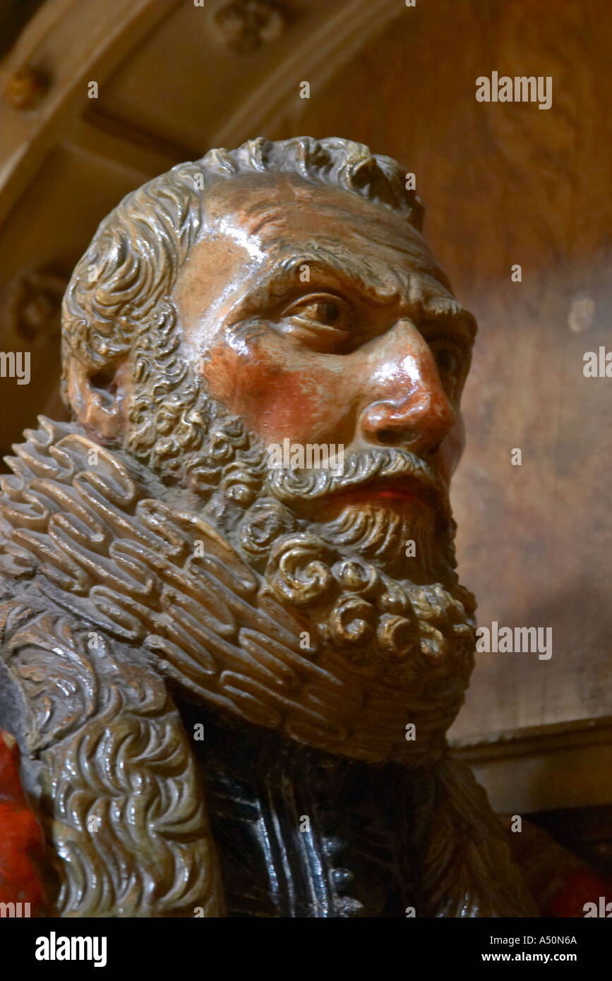 Carving of Thomas Machen from his family tomb at Gloucester Cathedral ...