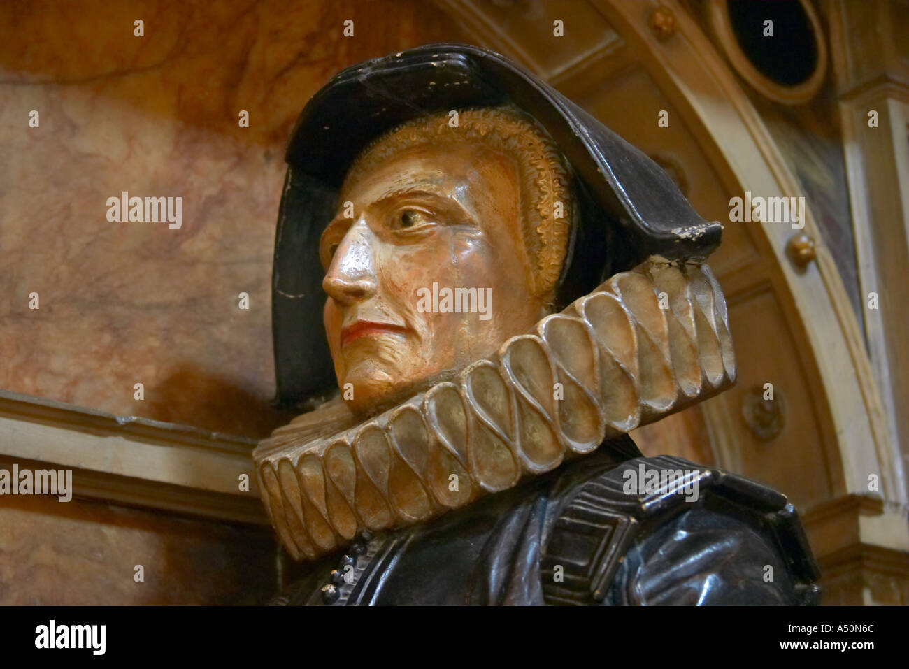 Carving of Christian Baston: the wife of Thomas Machen from their ...