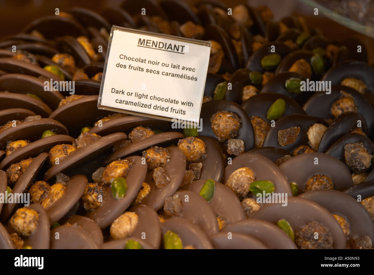 Chocolates in the window of a chocolatier in Paris France Stock Photo ...