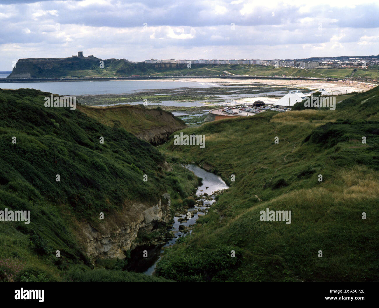 The castle at Scarborough looking from the north at Scalby Stock Photo ...