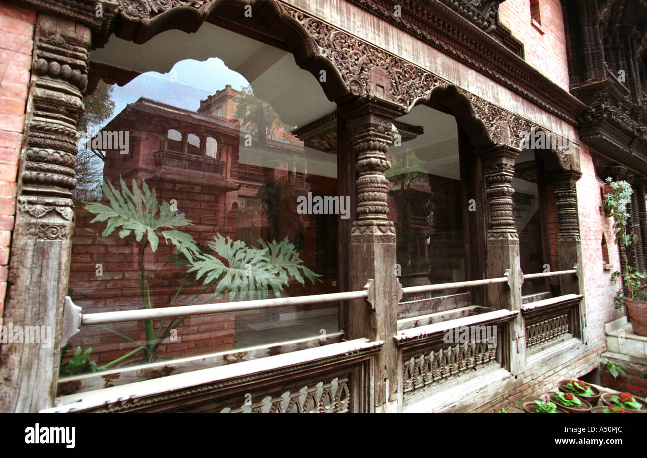 Traditional wood carved windows Nepal Stock Photo - Alamy