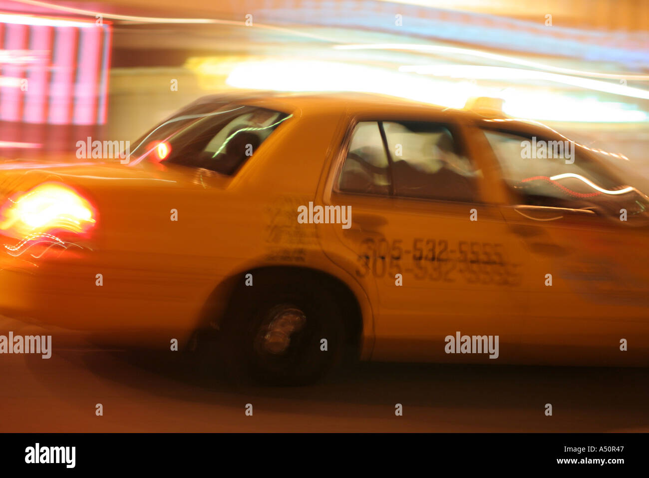 Miami Beach Florida,moving taxi cab,cabs,driver,fare,night nightlife ...