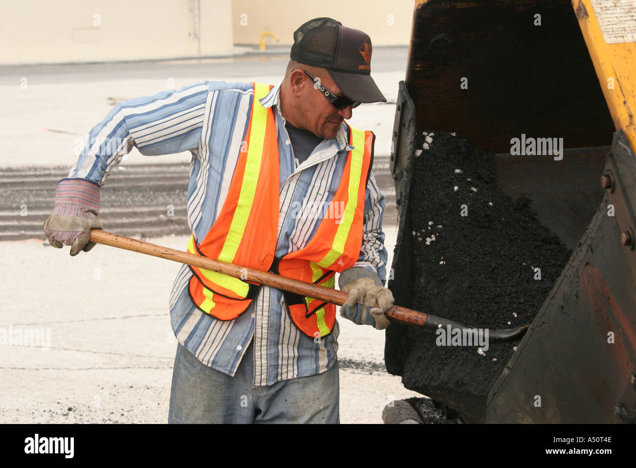 Miami Beach Florida,road paving equipment,crew,asphalt,shovel,new ...