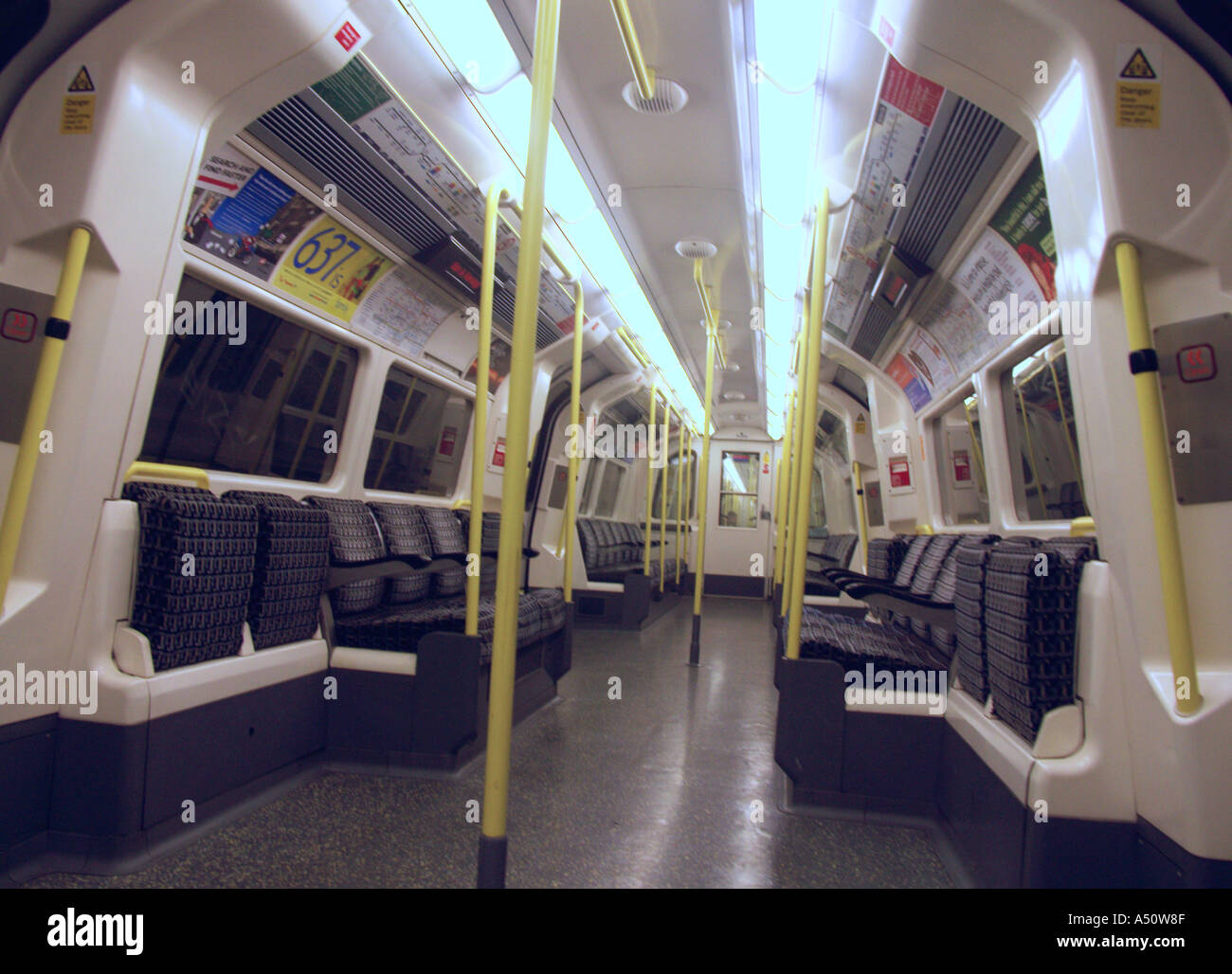 Empty London underground tube train carriage Stock Photo - Alamy