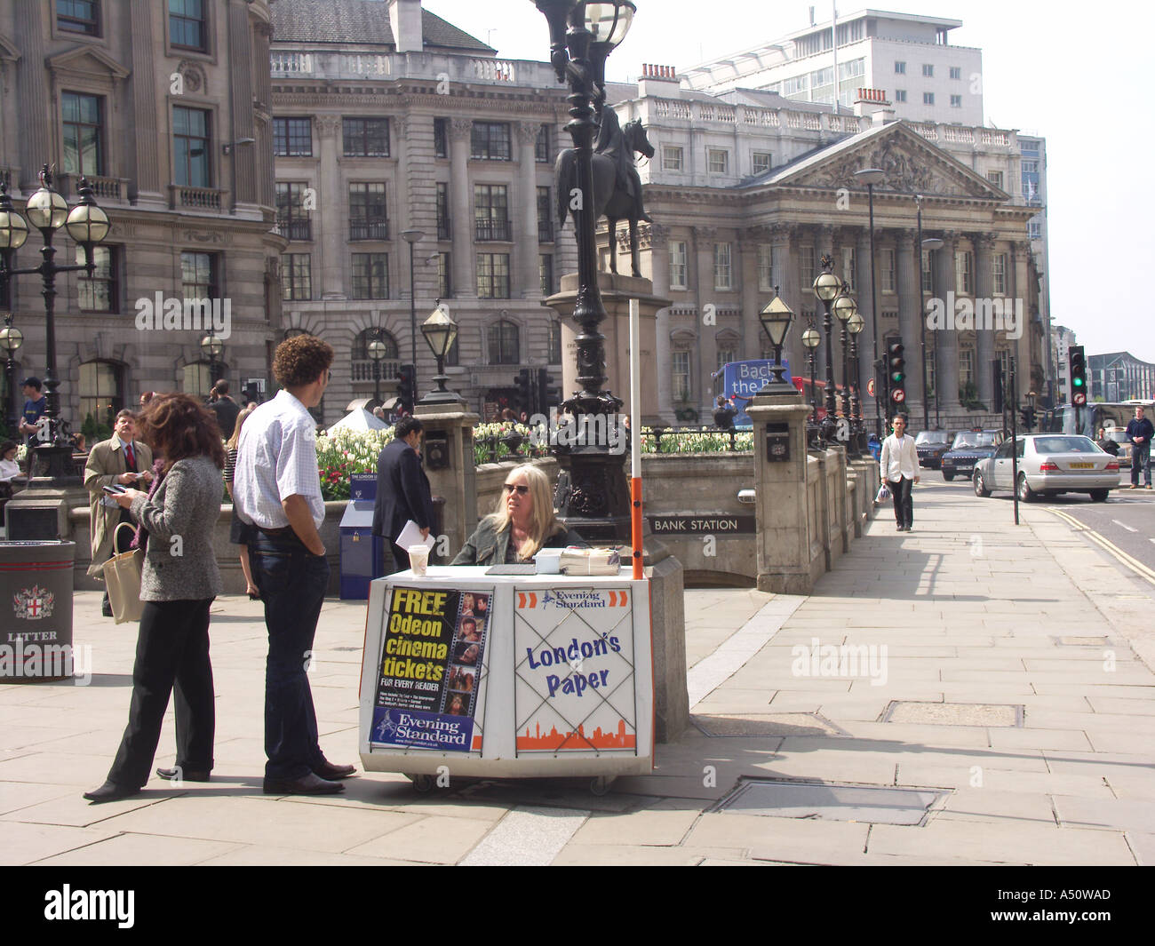 Newspaper stall by Bank of England London England Stock Photo - Alamy