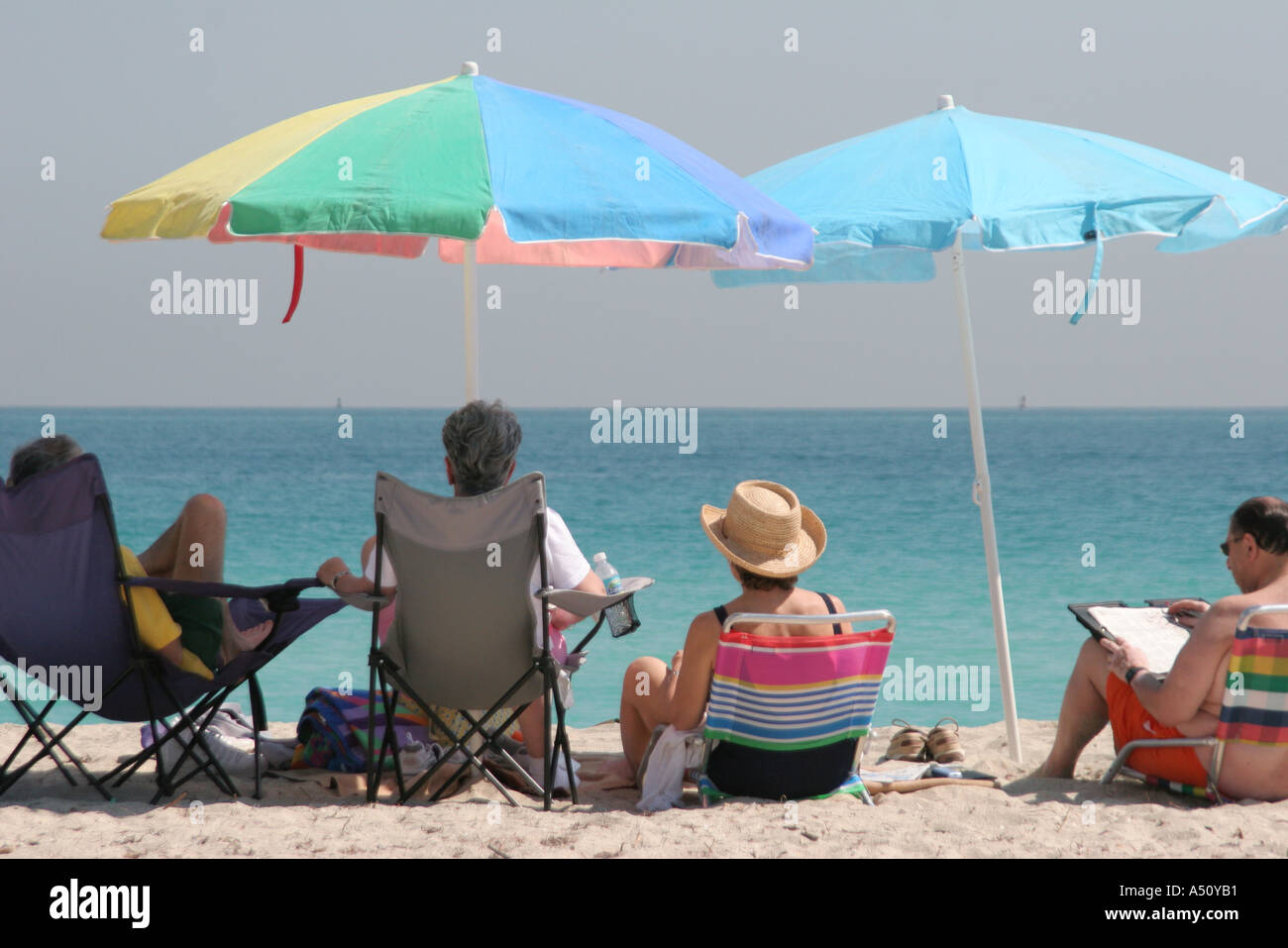 Miami Beach Florida,Atlantic Shore,sunbather,sunbathing,umbrellas,ocean ...