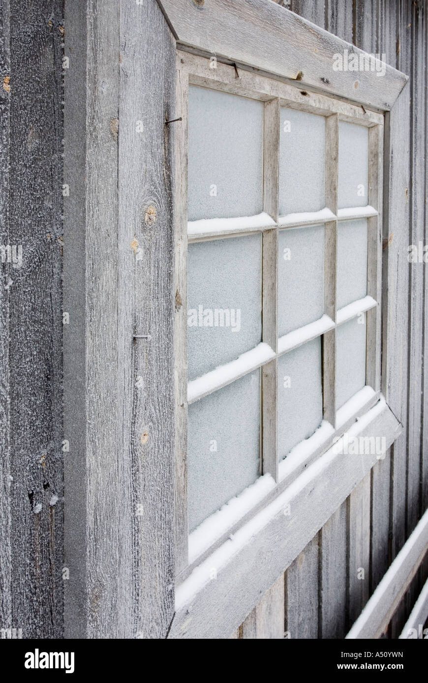frosty windows of an abandoned building, Finland Stock Photo - Alamy