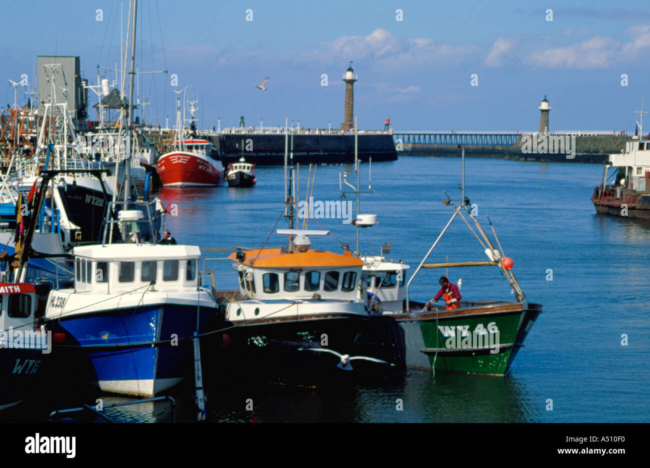 Fishing boats at Whitby, North Yorkshire, England, UK Stock Photo - Alamy