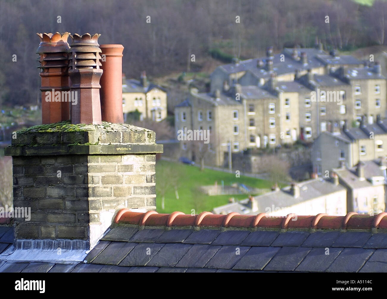 Chimney and rooftop Hebden bridge Stock Photo - Alamy
