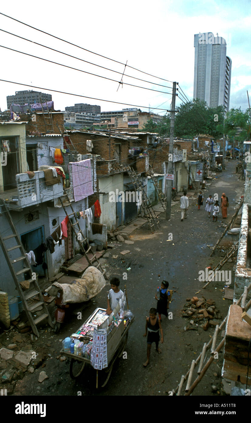 A contrast of urban life next to IFCI towers at Nehru Place New Stock ...