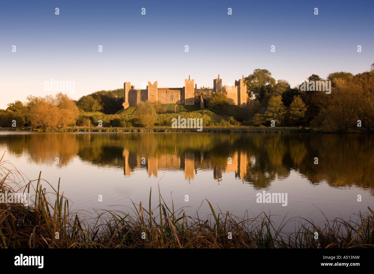 Panoramic view of Framlingham Castle from the mere at Framlingham in ...