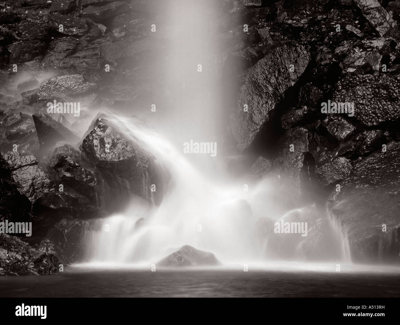 Waterfall detail at Hardraw Force near Hawes Yorkshire Dales National ...