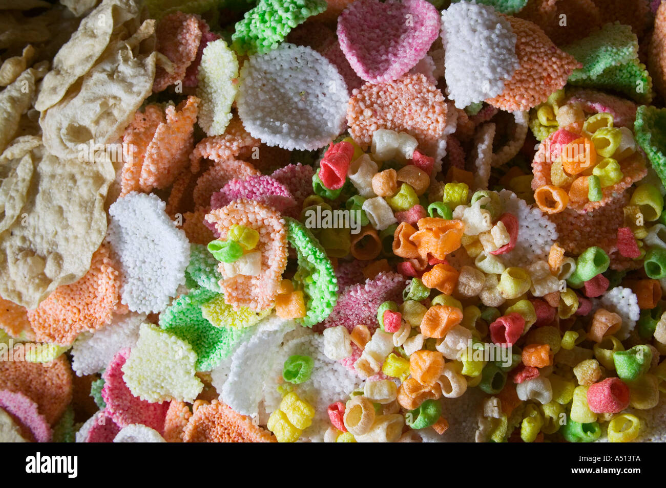 Colorful crispy rice crackers as sacrificial offerings Bumthang Bhutan ...