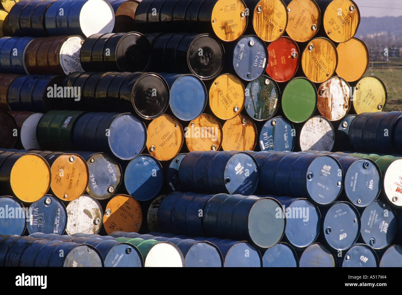 Oil drums stacked hi-res stock photography and images - Alamy