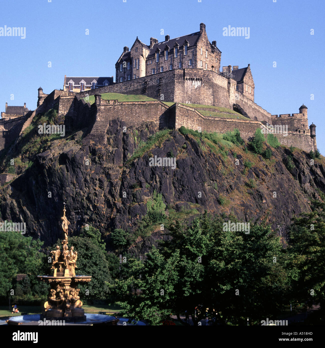 Iconic landmark & famous historic fortress building Edinburgh castle on ...