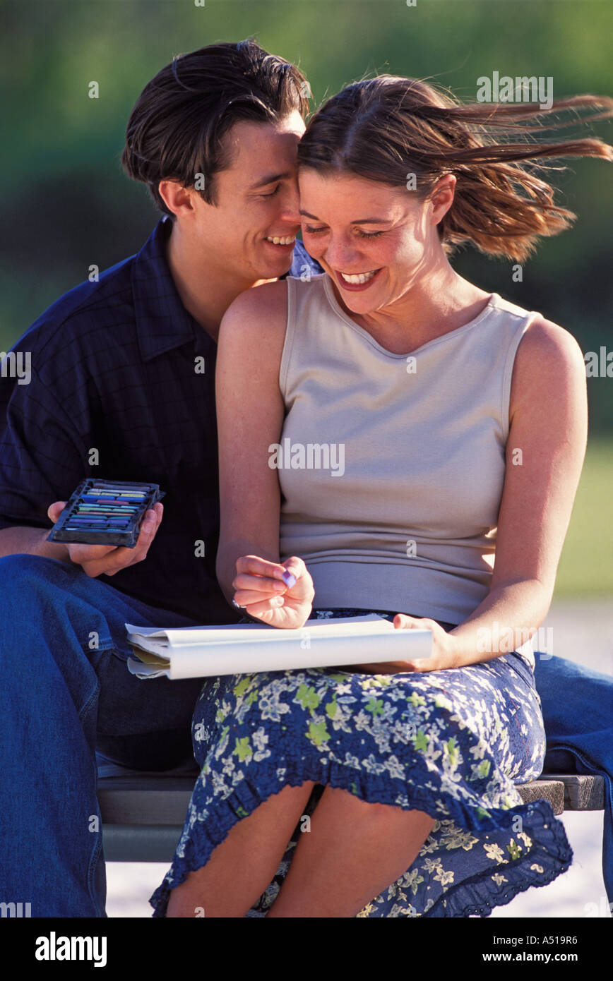 Man woman artist couple drawing hi-res stock photography and images - Alamy