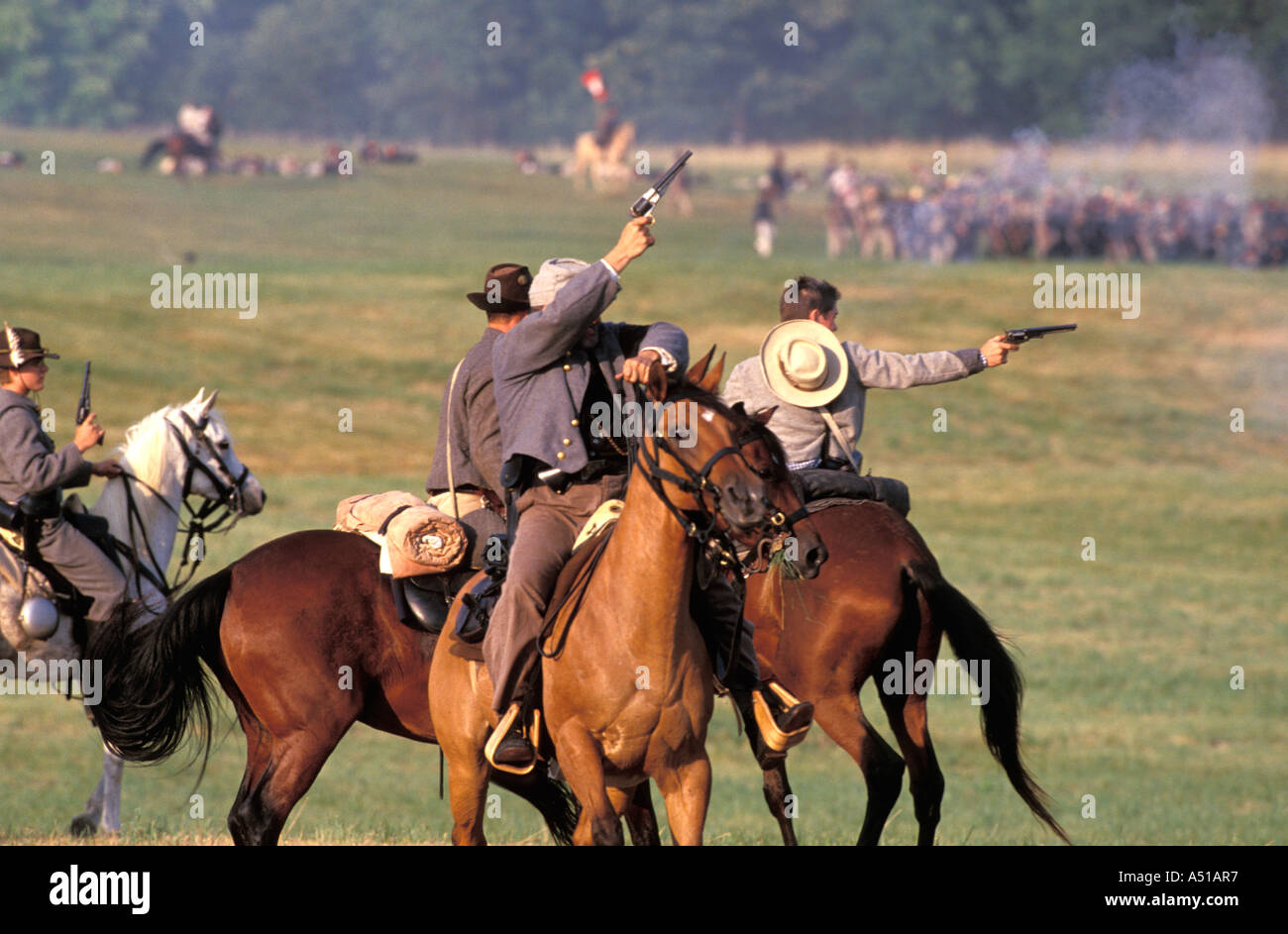 Union Calvary during the Battle of Gettysburg reenactment Stock Photo ...