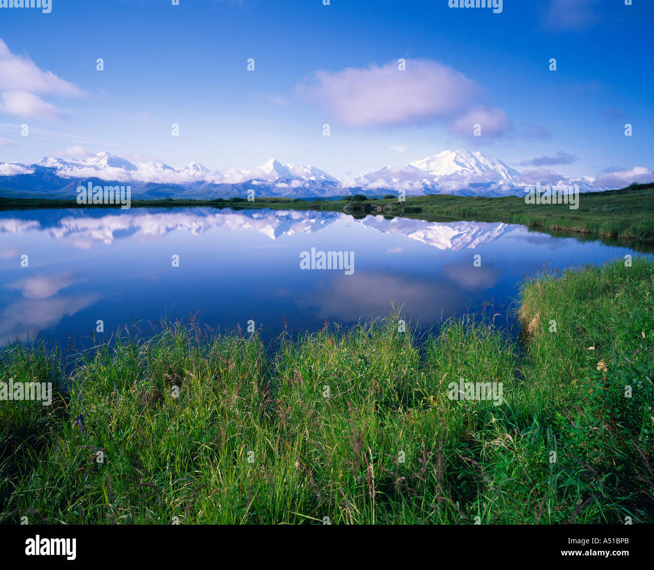 Mountain reflection in pond, Denali National Park and Preserve, Alaska ...