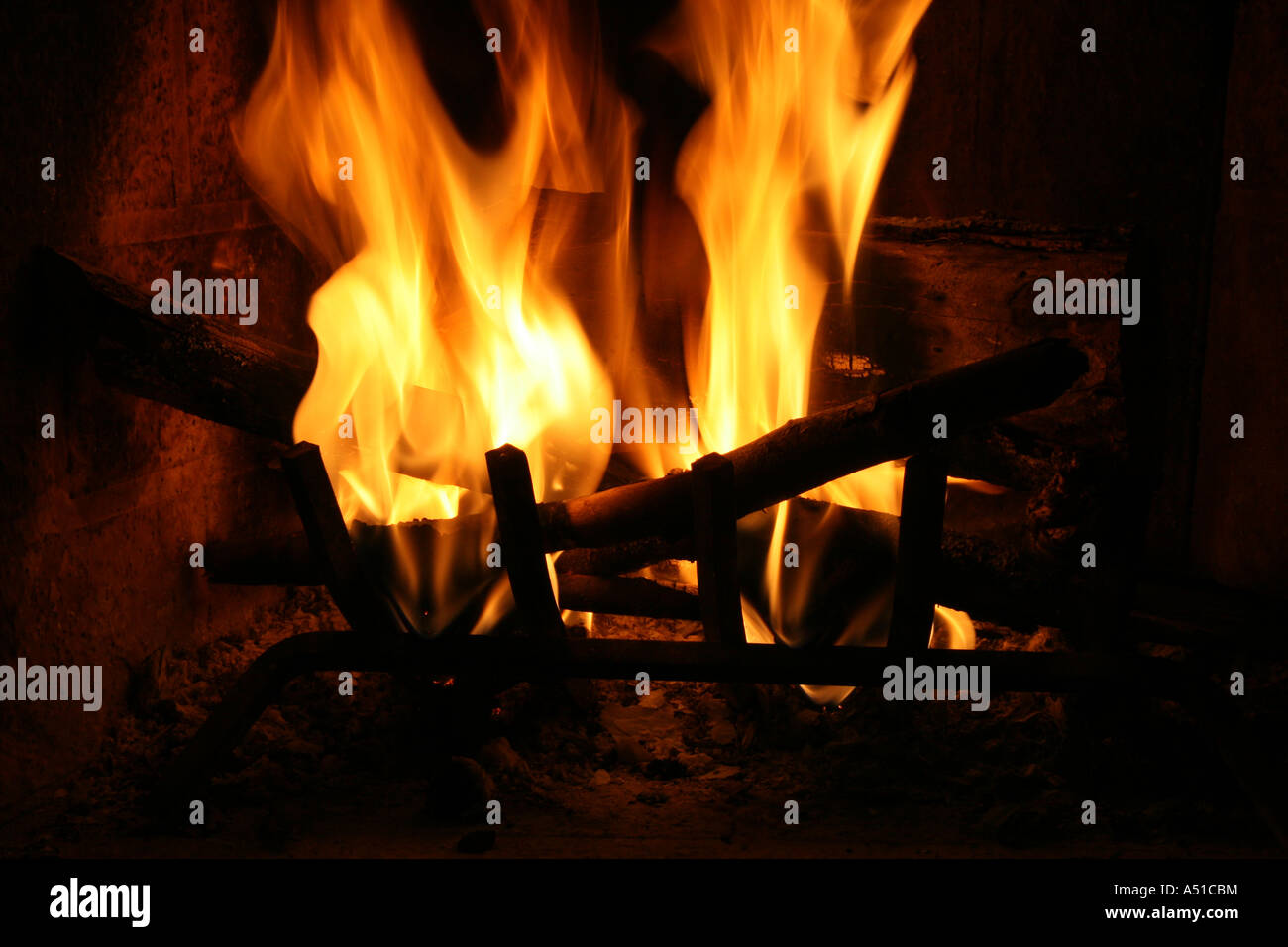 Fire in the fireplace Stock Photo - Alamy