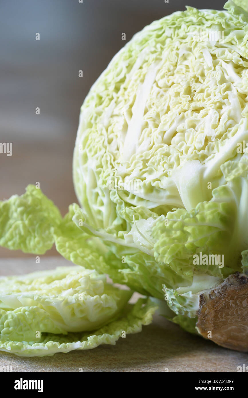 Cabbage white cabbage sliced cross section cut through Stock Photo - Alamy