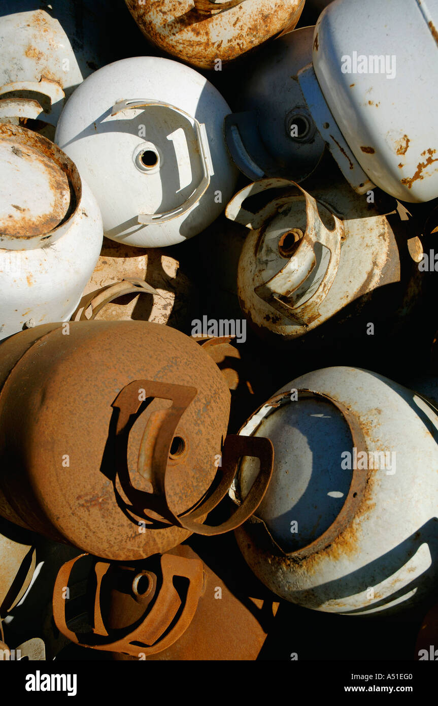 Pile of used propane bottles Stock Photo - Alamy