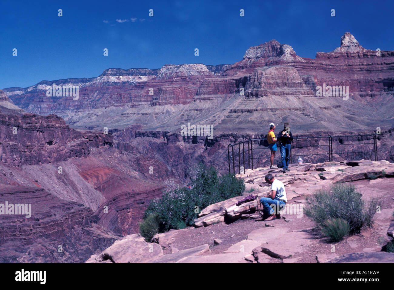 Arizona Grand Canyon North Rim red cliffs deep valley iconic view clear ...