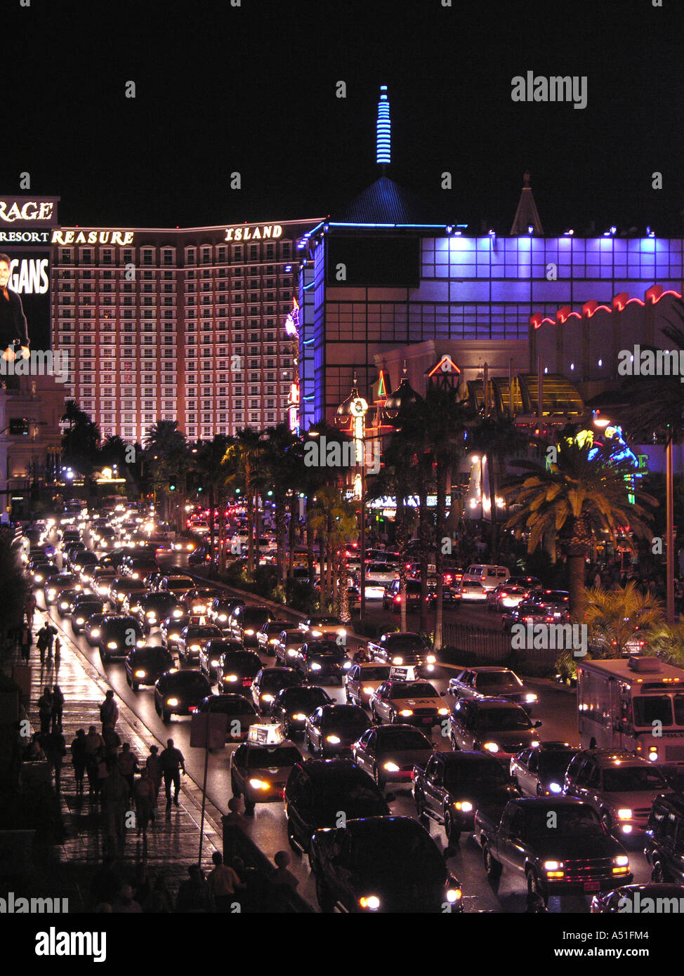Las Vegas strip auto car traffic at night congestion nonstop traffic ...
