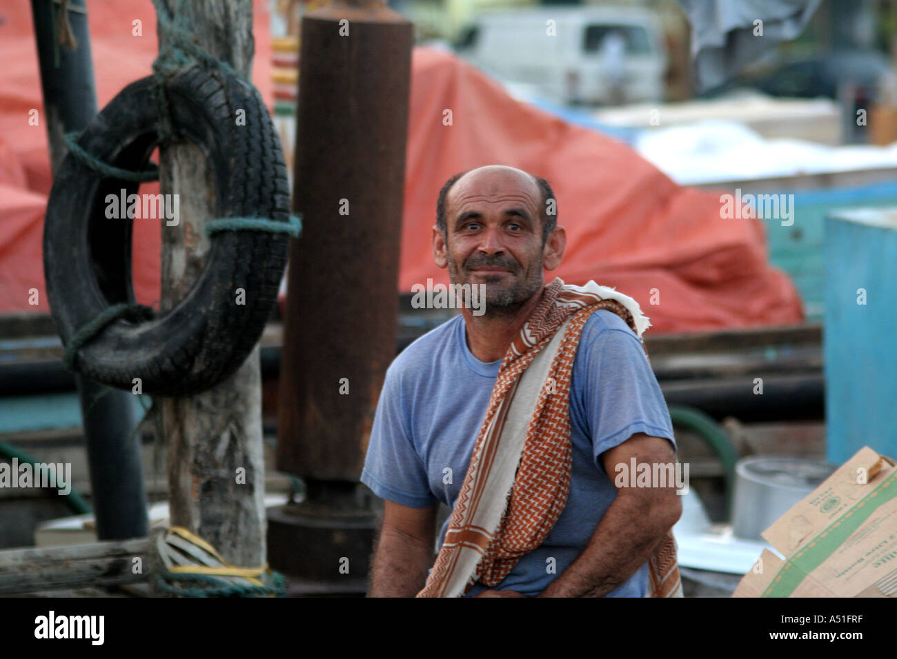 Dubai Creek: Persian sailor on a dhow, UAE, United Arab Emirates Stock ...