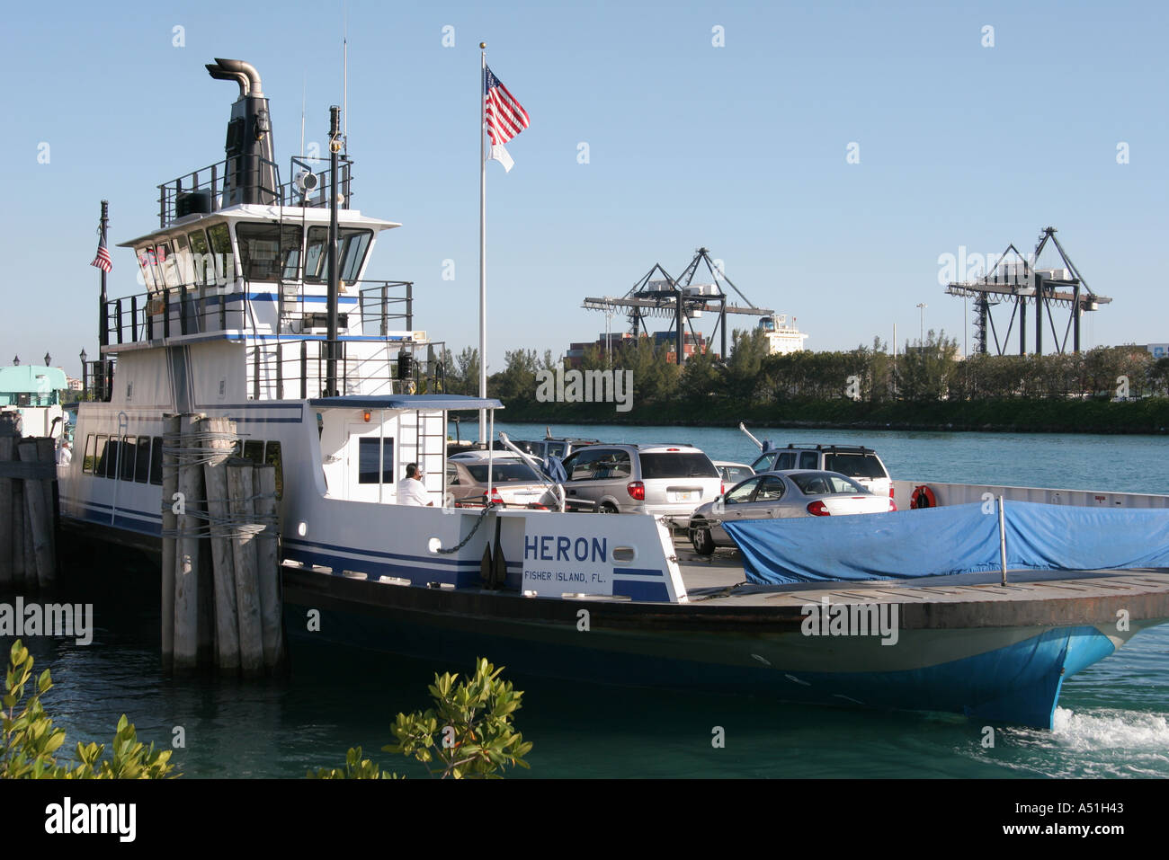 Miami Beach Florida,Government Cut,Fisher Island private auto ferry ...