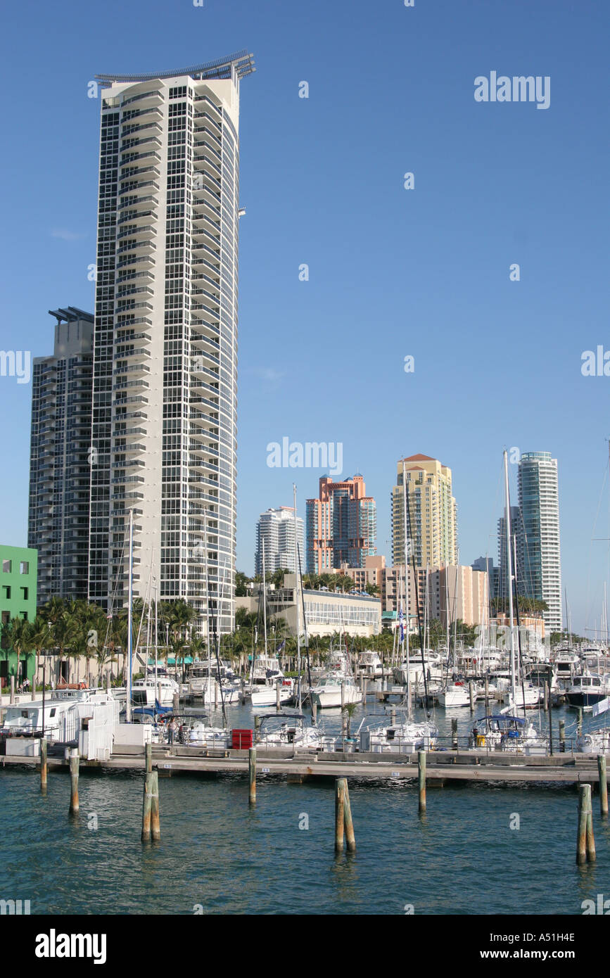 Miami Beach Florida,South Pointe SoFi,Point,Biscayne Bay water,high ...
