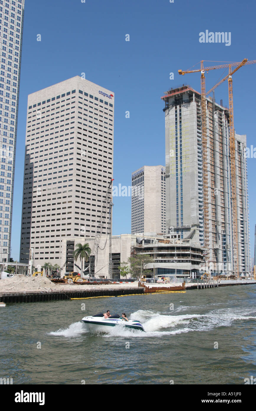Miami Florida,River water high rise skyscraper skyscrapers building ...