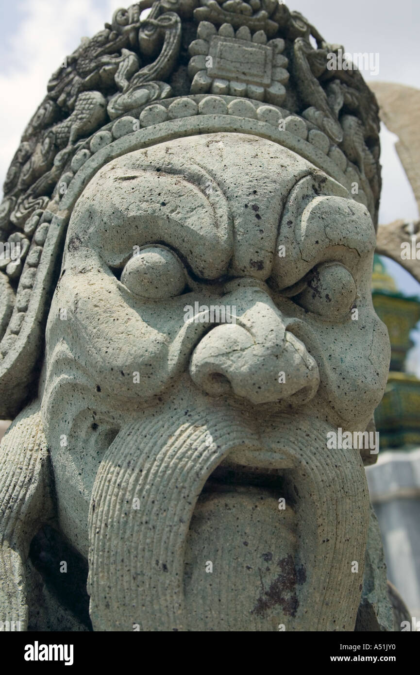 Stone guardian statue Wat Pra Kaew near Royal Grand Palace Bangkok ...