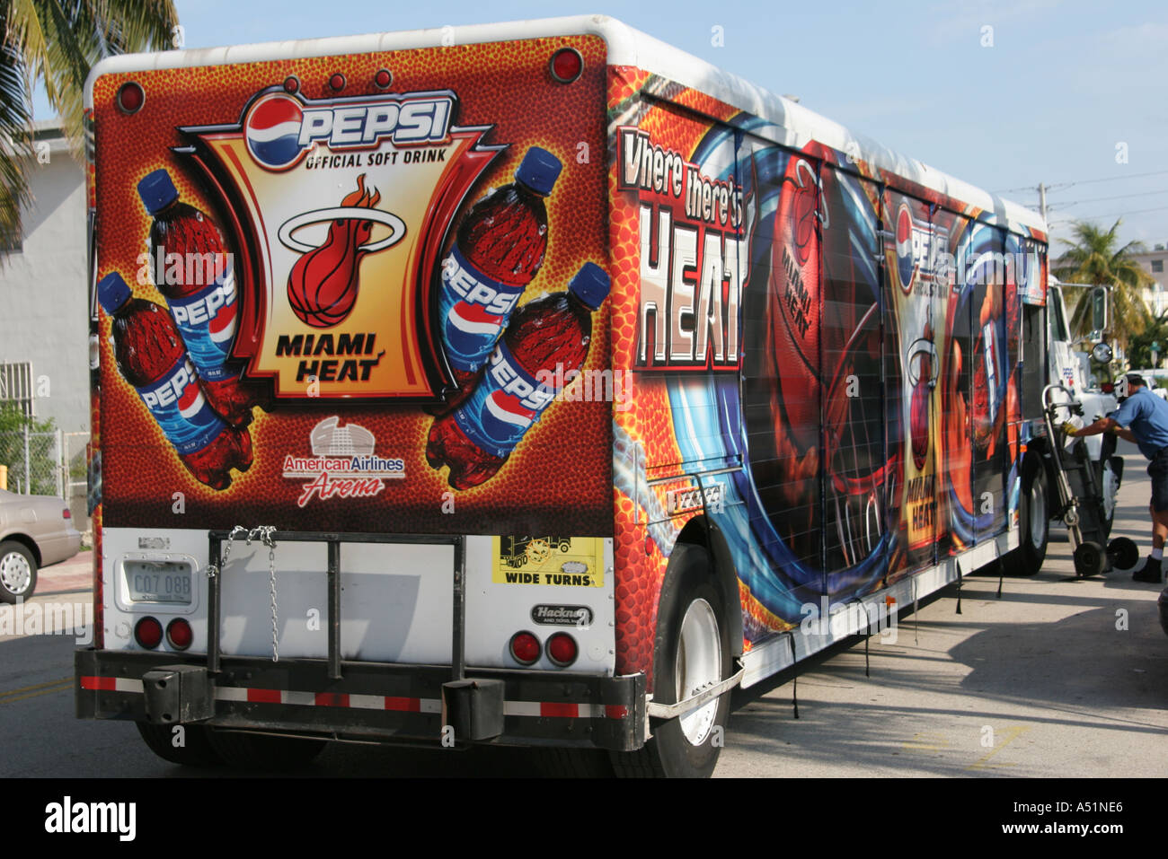 Miami Beach Florida,Pepsi delivery truck,lorry,NBA Heat basketball ...