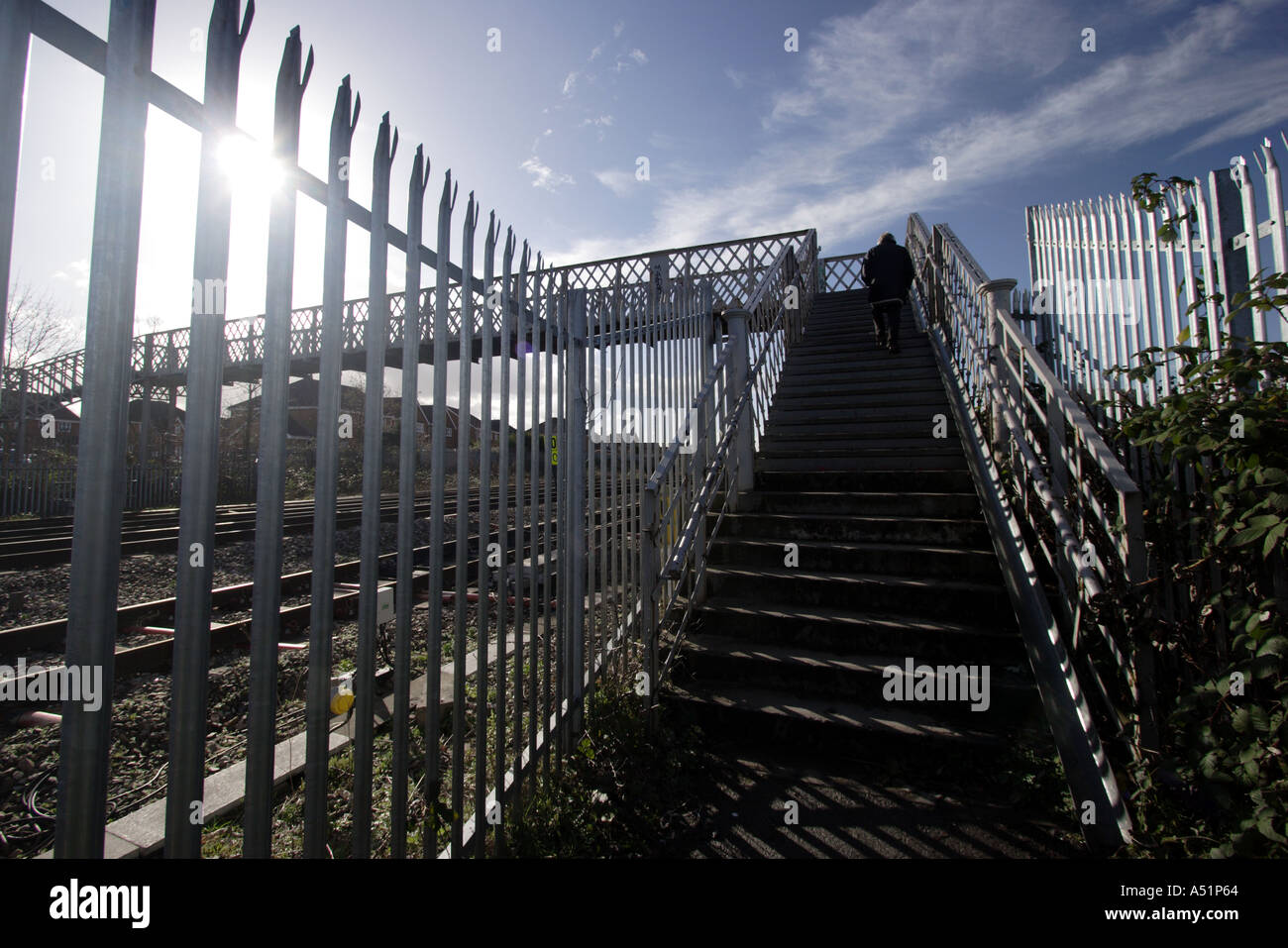 Footbridge over the main railway line in Swindon Wiltshire Stock Photo ...