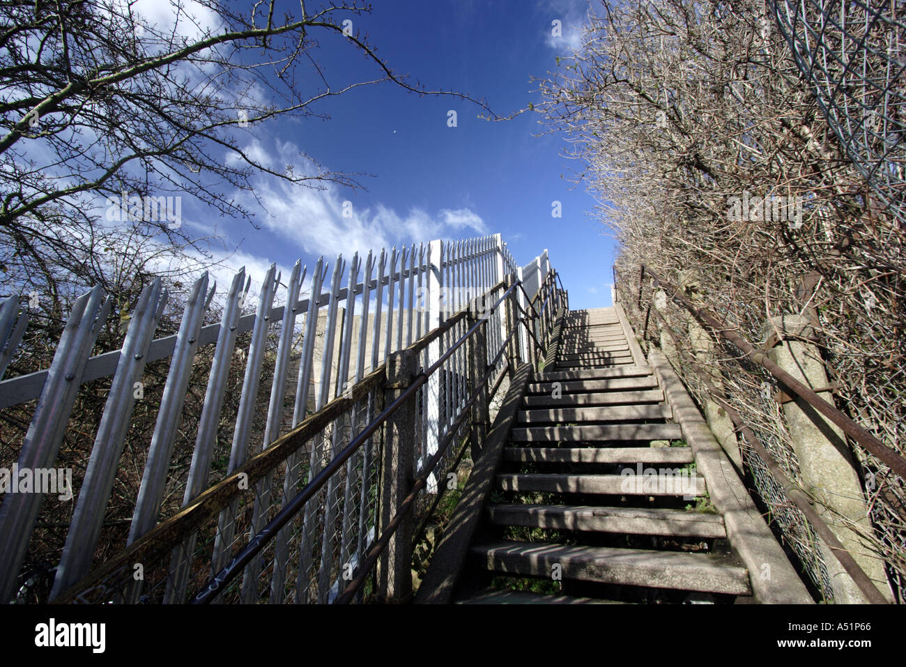 Footbridge over the main railway line in Swindon Wiltshire Stock Photo ...