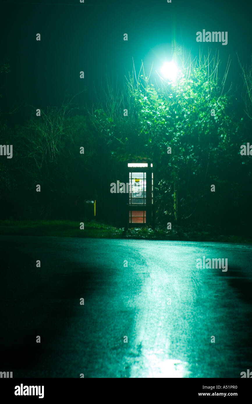 a telephone box under a street lamp in a remote Suffolk village of ...