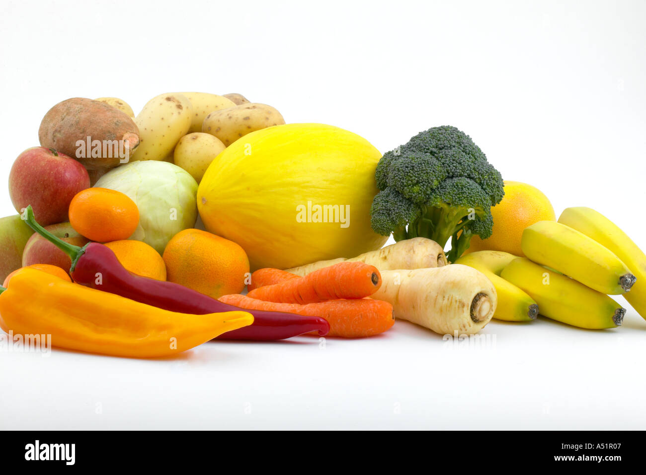 fruit and veg vegetables eat five a day Stock Photo - Alamy