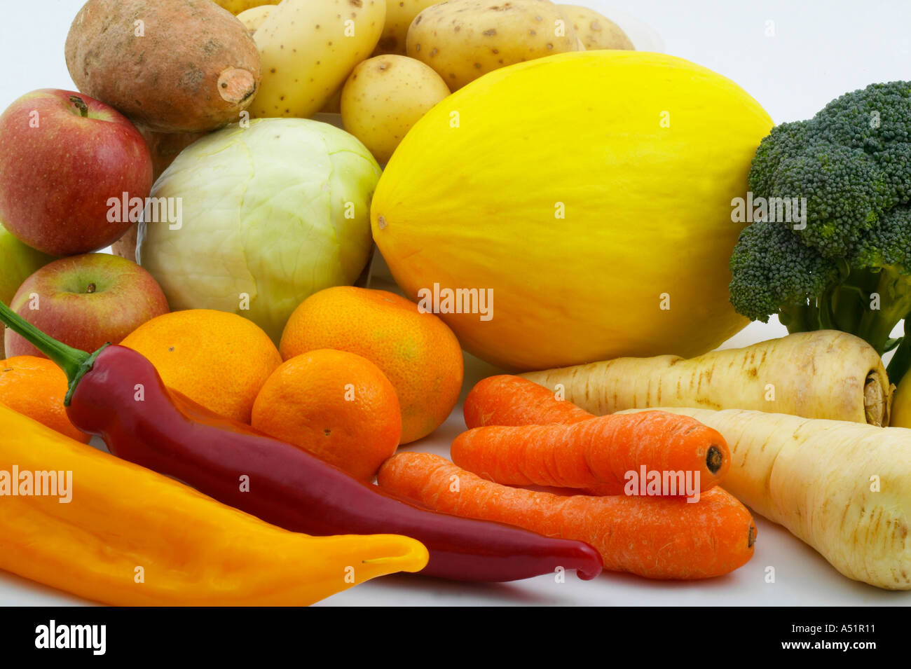 fruit and veg vegetables eat five a day Stock Photo - Alamy