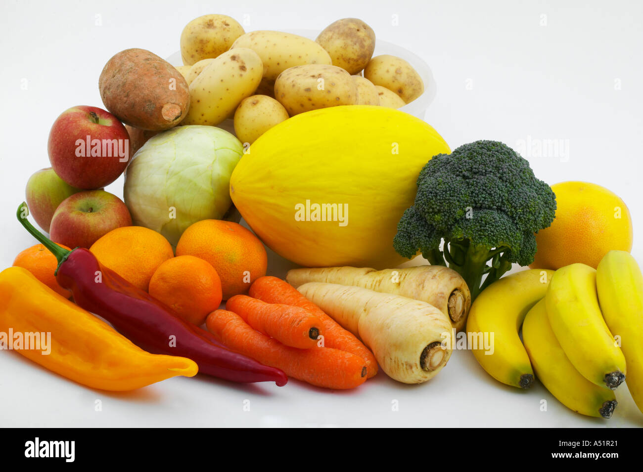 fruit and veg vegetables eat five a day Stock Photo - Alamy