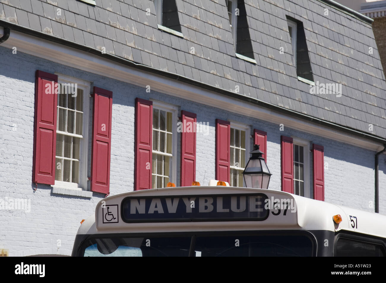 Navy Blue Public bus on the Naval Academy route Annapolis Maryland ...