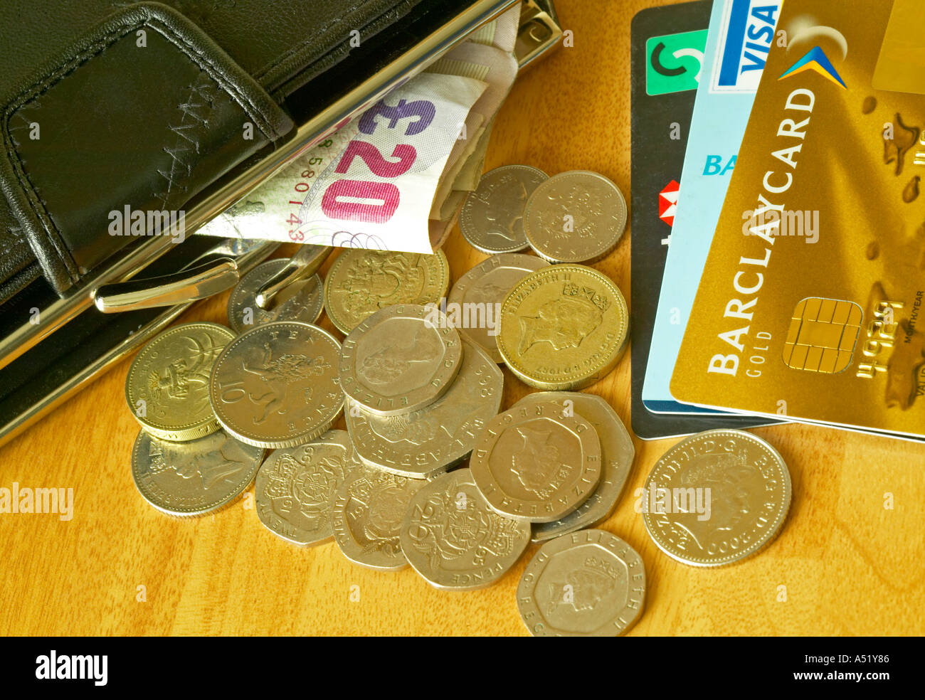 spending money and credit debit cards Stock Photo - Alamy