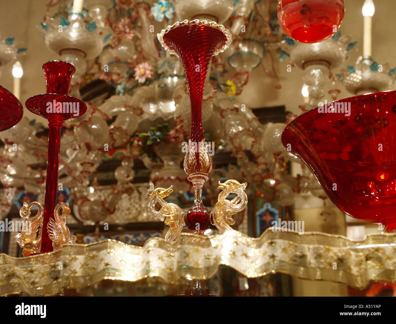 Venice, display with objects made from Murano glass Stock Photo - Alamy