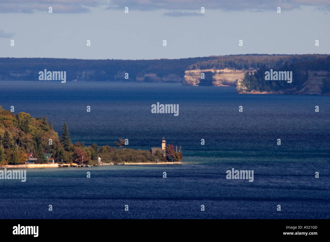 Grand Island East Channel Lighthouse on Lake Superior with Pictured ...