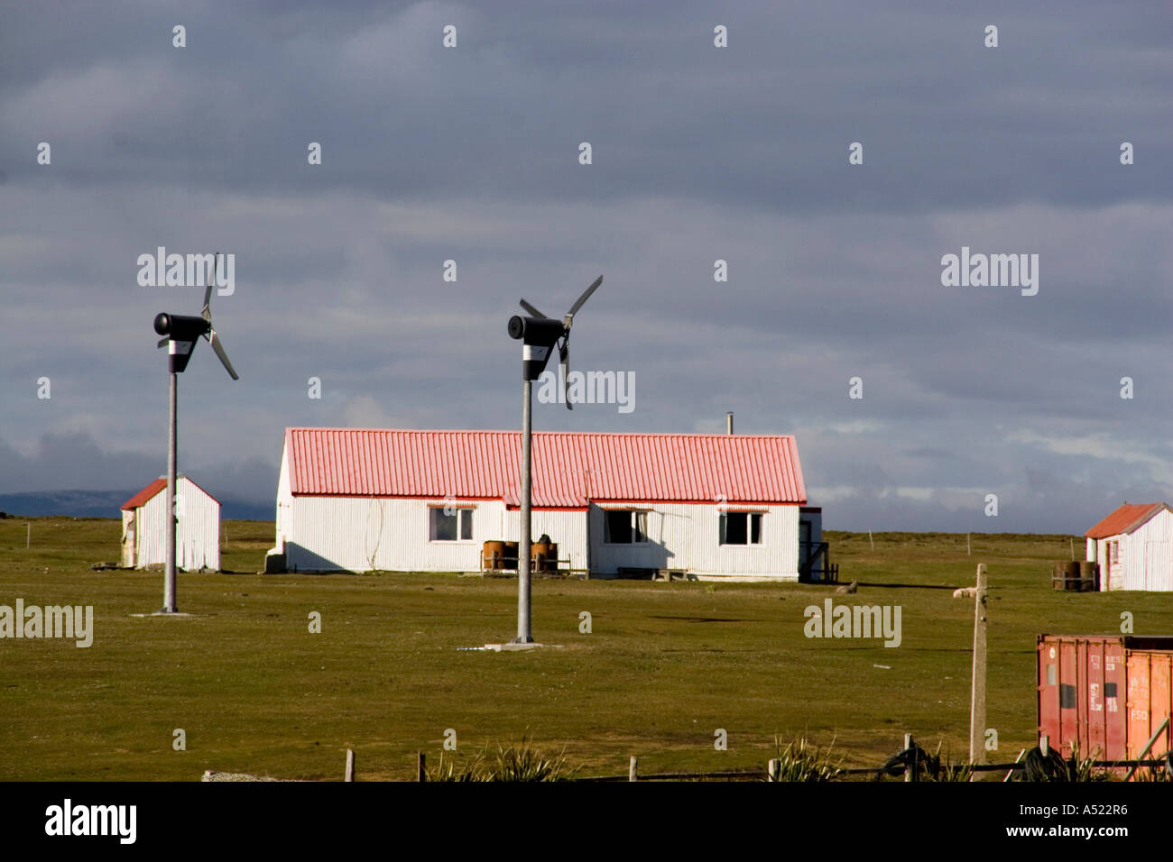 Wind turbines on saunders island in the falklands Stock Photo - Alamy